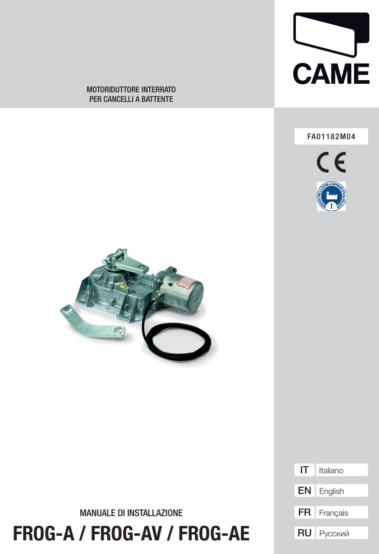 Manuale Came FROG PDF - Manuali d'Uso in Italiano